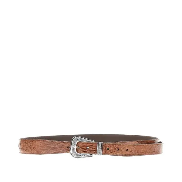 Brunello Cucinelli Engraved Buckle Leather Belt - Brown
