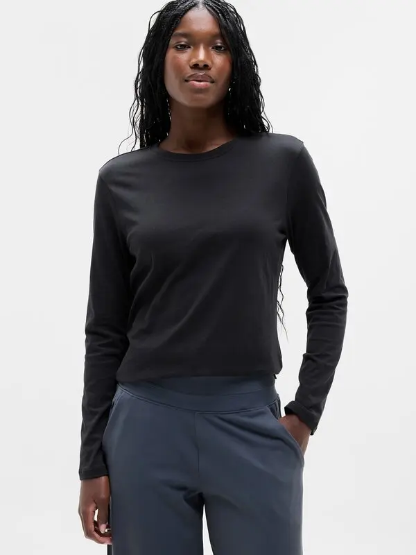 Athleta Favorite Cotton Classic Top Long Sleeve - Black