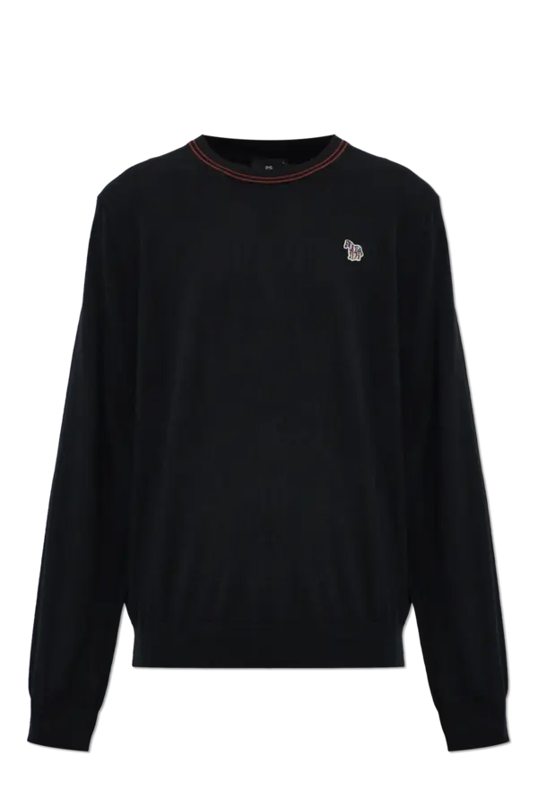 Paul Smith Crew Neck Sweater With Zebra Patch - Black