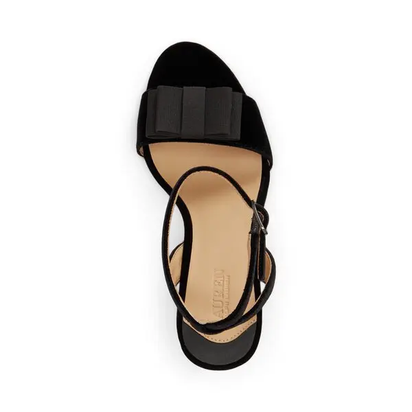 Ralph Lauren Gracy Bow-trim Velvet Sandal - Black