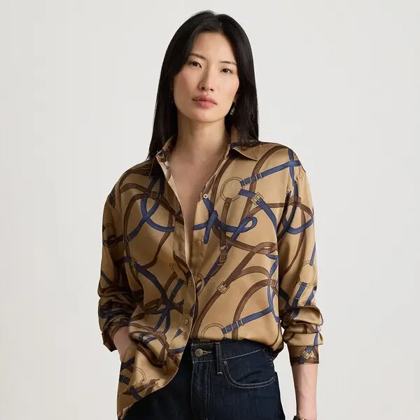Ralph Lauren Relaxed Fit Belting-print Twill Shirt - Camel Multi