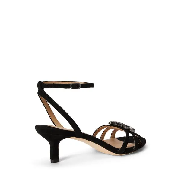 Ralph Lauren Kendyl Kitten-heel Jeweled Suede Sandal