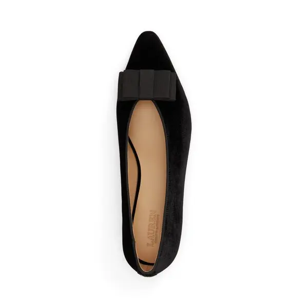 Ralph Lauren Audri Bow-trim Velvet Ballet Flat