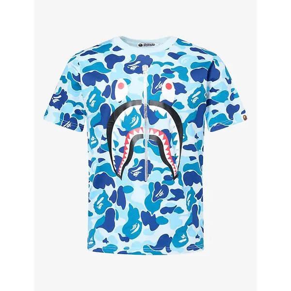 A BATHING APE Abc Camo Shark Graphic Cotton-jersey T-shirt Xxl - Blue