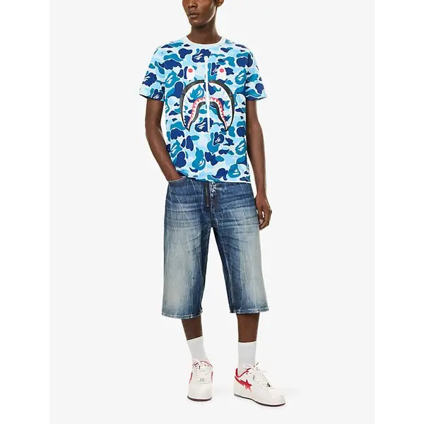 A BATHING APE Abc Camo Shark Graphic Cotton-jersey T-shirt Xxl - Blue