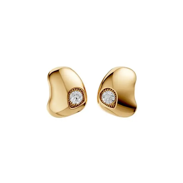 AYA FINE JEWELRY Virelle Round Cut Lab Grown Diamond Sculptural Stud Earrings In Gold - Yellow