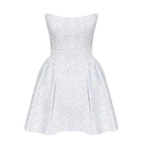 POST MERIDIEM Tuck Corset Mini Dress - White