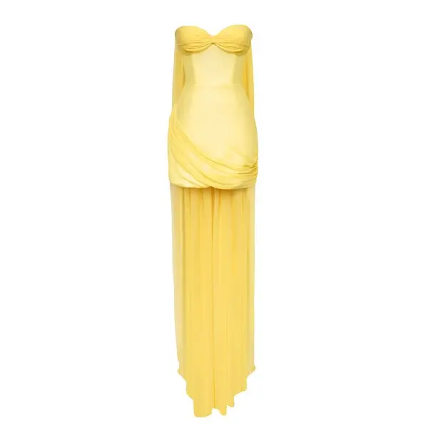 POST MERIDIEM Mini Corset Dress With Train - Yellow