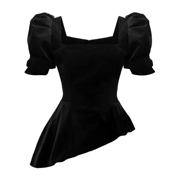 POST MERIDIEM Square Neck Short Sleeve Top - Black