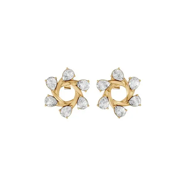 AYA FINE JEWELRY Aveline Pear Cut Lab Grown Diamond Floral Stud Earrings In Gold - Yellow