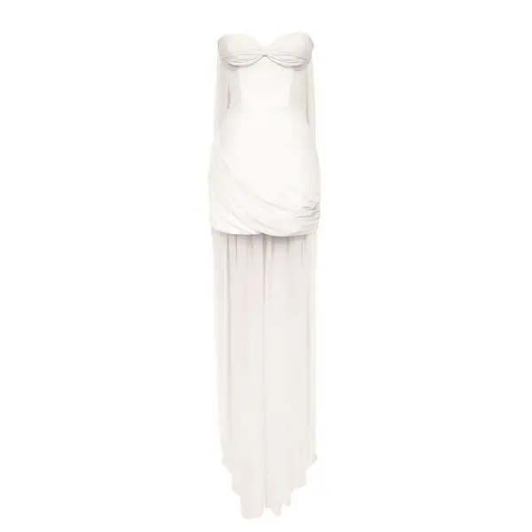 POST MERIDIEM Mini Corset Dress With Train - White