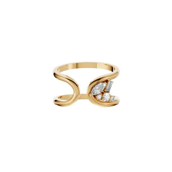 AYA FINE JEWELRY Vespera Open Cuff Ring In Gold With Diamonds - Yellow
