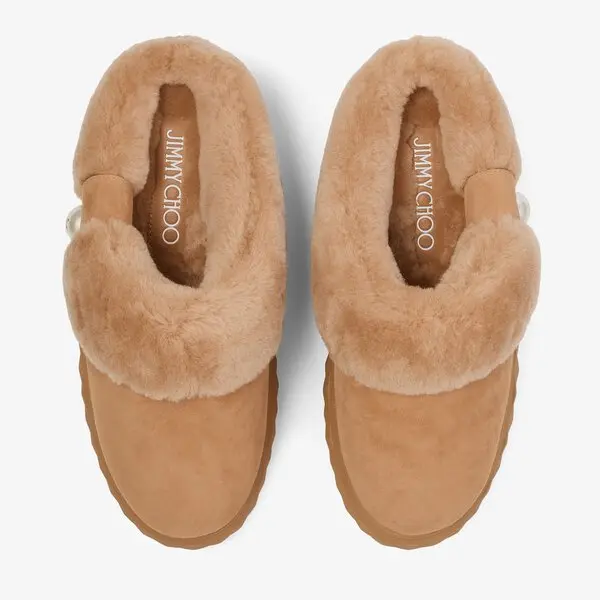 JIMMY CHOO Round Toe Mules With Pearl Embellishments