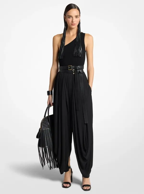 Michael Kors Draped Georgette Jersey Pants - Black