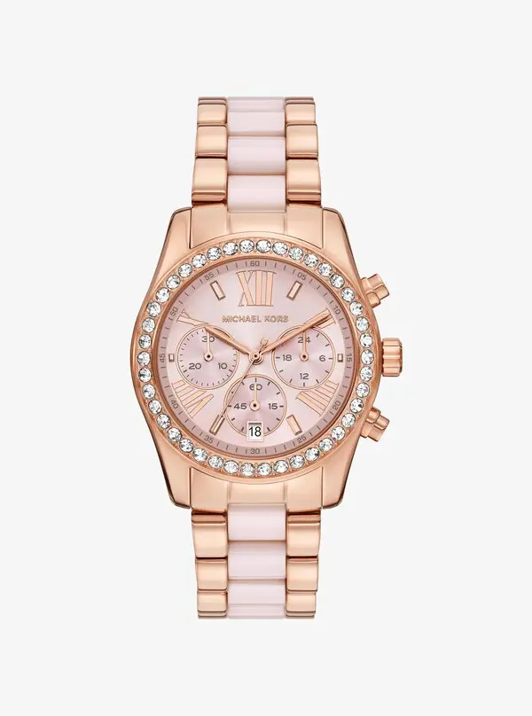 Michael Kors Lexington Pavé -tone And Ceramic Watch In By - Pink