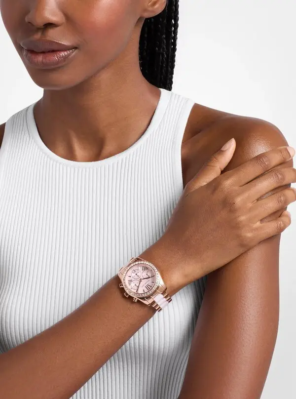 Michael Kors Lexington Pavé -tone And Ceramic Watch In By