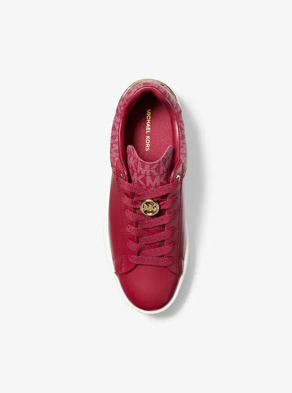 Michael Kors Dottie Leather And Signature Logo Platform Sneakers
