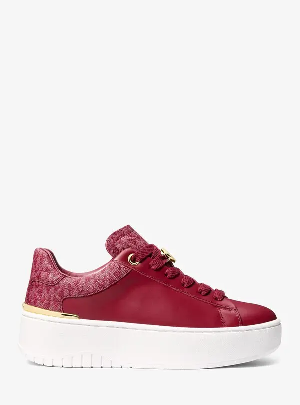 Michael Kors Dottie Leather And Signature Logo Platform Sneakers