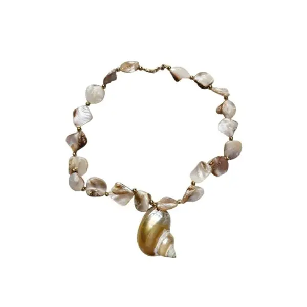 OHSUN Anse Shell Necklace With Gold-tone Accents