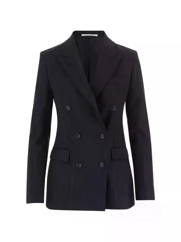 Tagliatore Double-breasted Pinstripe Blazer - Black
