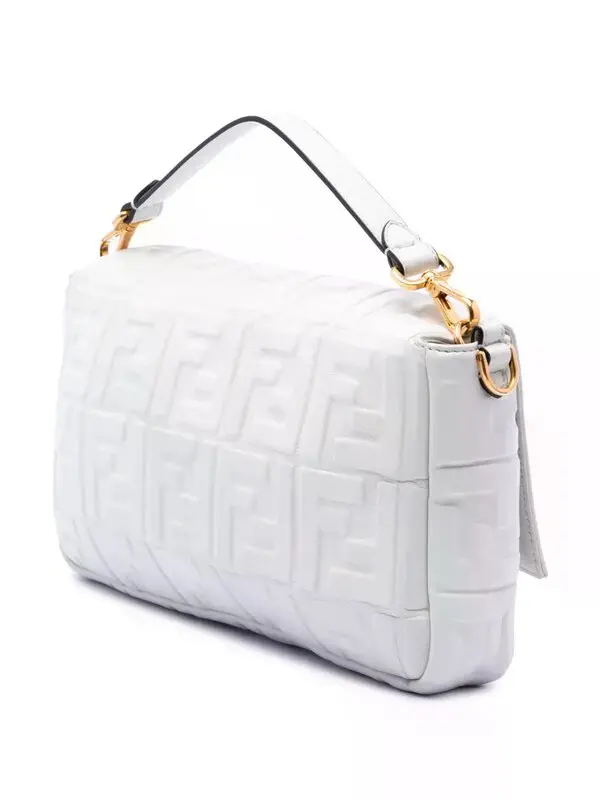 Fendi 2010-2026 Large Zucca Embossed Leather Baguette Satchel