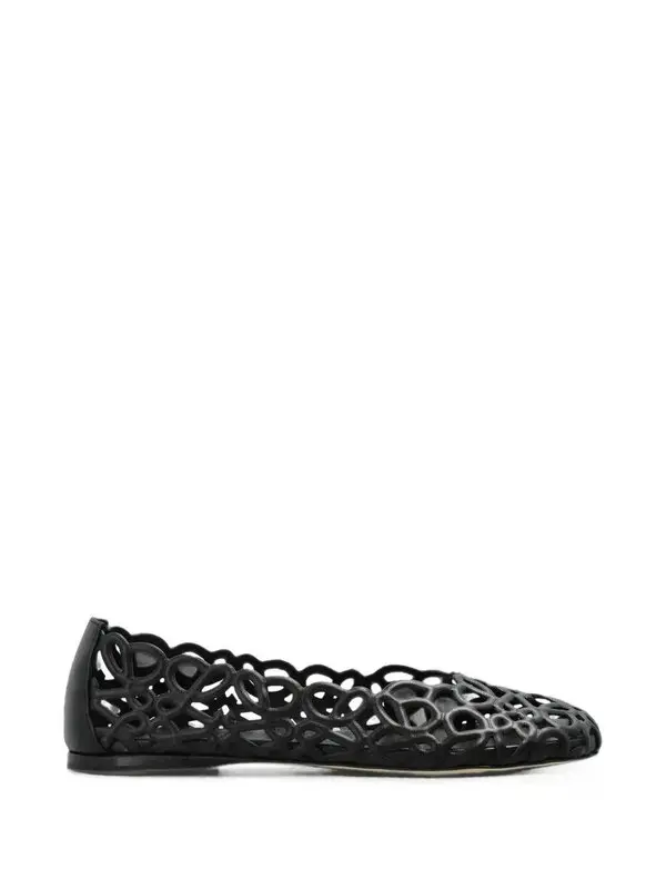 Loewe Petal Anagram Cut-out Ballet Flats - Black
