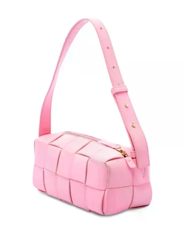 Bottega Veneta 2012-2026 Small Lambskin Intrecciato Brick Cassette Shoulder Bag - Pink