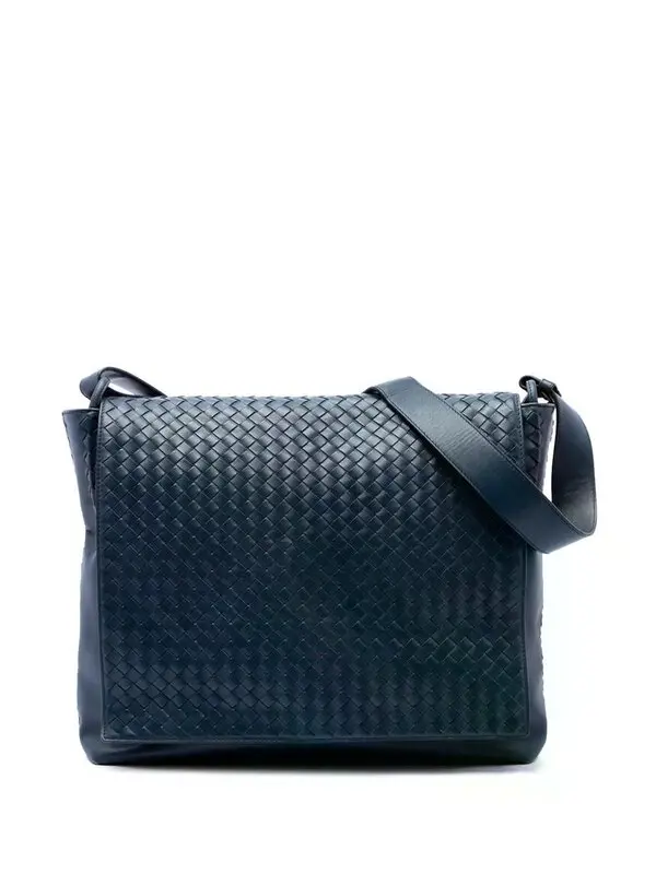 Bottega Veneta 2011 Nappa Intrecciato Flap Crossbody Bag - Blue