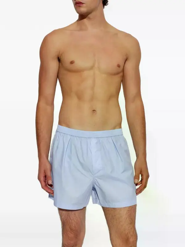 TOM FORD Pleated Cotton Boxers - Blue