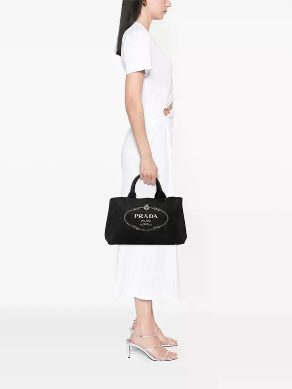 Prada 2013-2026 Canvas Canapa Logo Tote Satchel