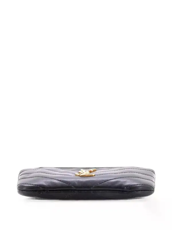Saint Laurent Monogram Fragments Zip Matelasse Chevron Leather Card Holder