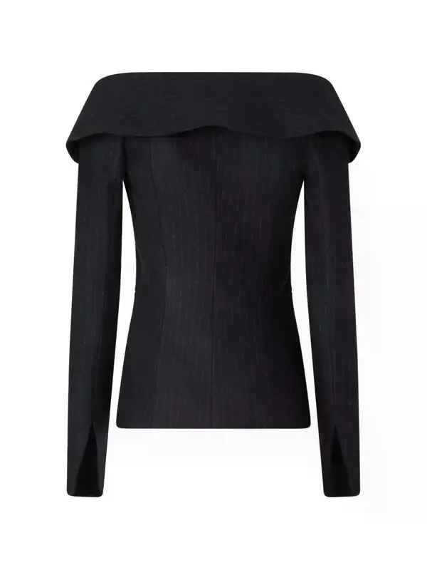 Pinko Off-shoulder Pinstripe Top - Black