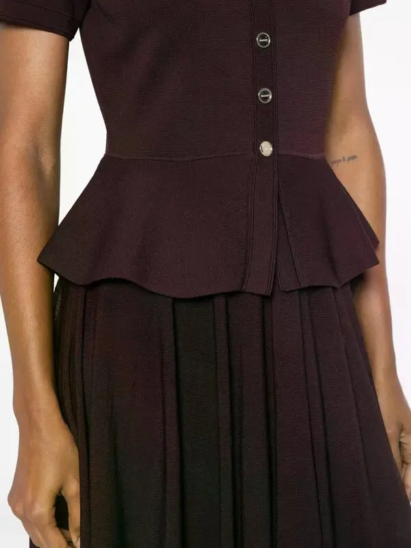 Sandro Peplum-hem Buttoned Knitted Dress