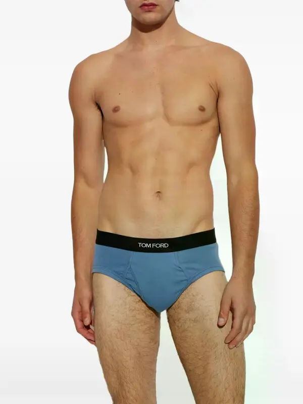 TOM FORD Logo-waistband Briefs - Blue