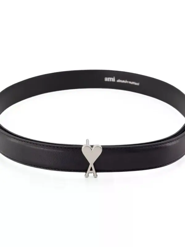 AMI Paris De Coeur Buckle Leather Belt