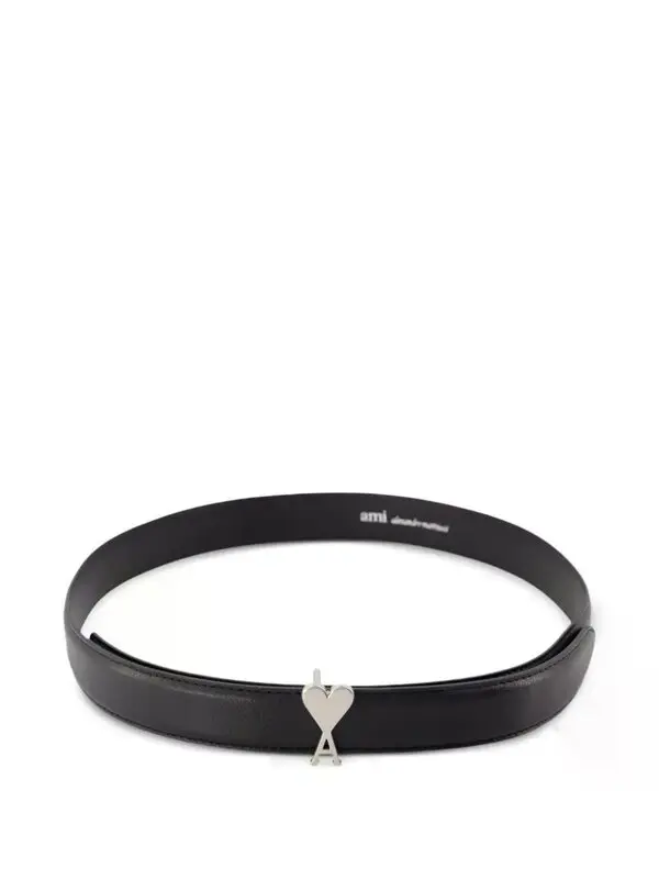 AMI Paris De Coeur Buckle Leather Belt - Black