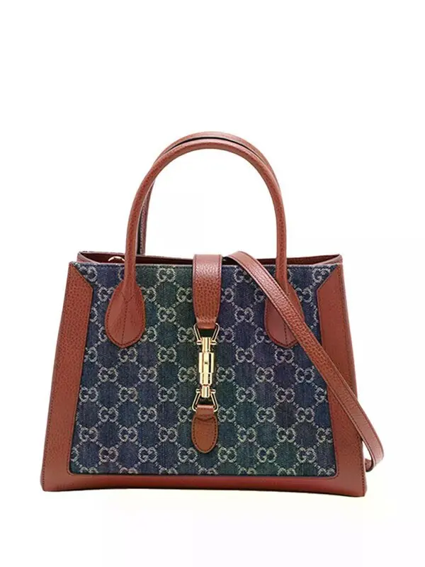 Gucci 2016-2026 Medium Gg Denim Jackie 1961 Tote Satchel - Blue