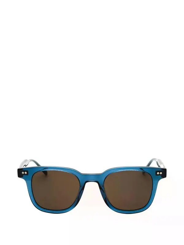 Tommy Hilfiger Rectangle Frame Sunglasses With Silver-tone Rivet Detailing - Blue