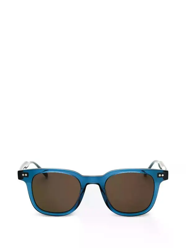 Tommy Hilfiger Rectangle Frame Sunglasses With Silver-tone Rivet Detailing - Blue