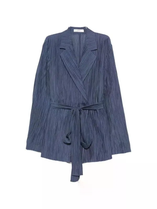 JOSEPH Crinkle-finish Belted Blazer - Blue