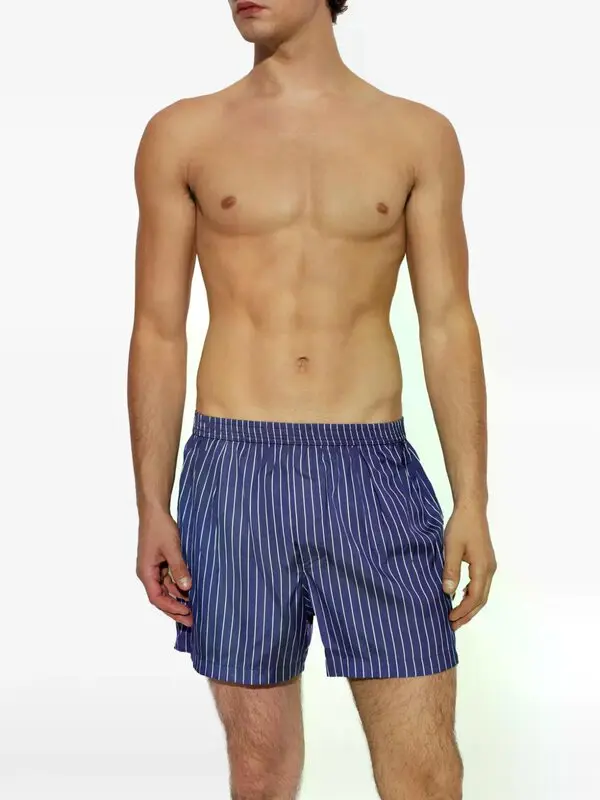 TOM FORD Pinstripe-print Silk Boxer Shorts - Blue