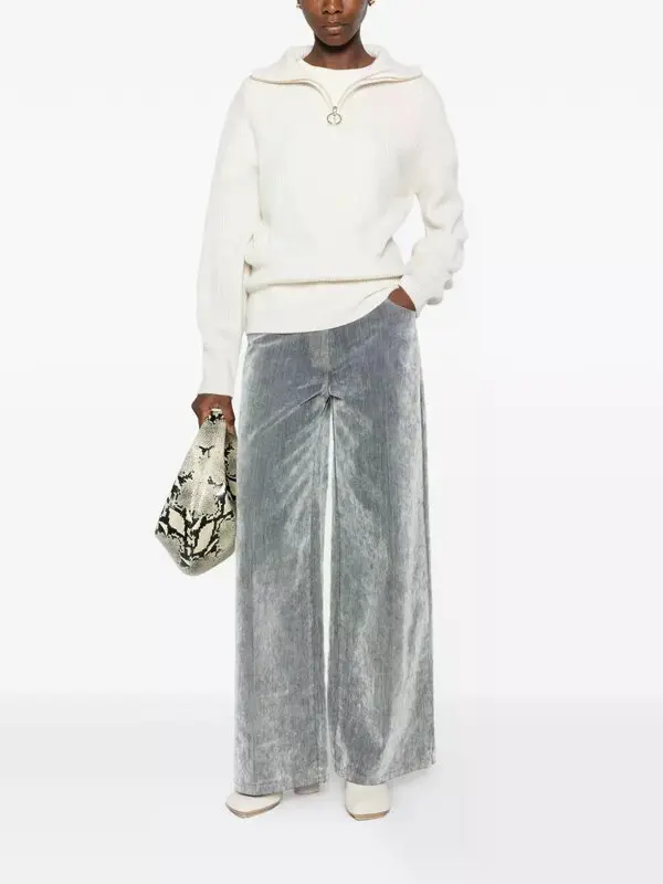 FORTE_FORTE Ribbed Knit Half-zip Sweater