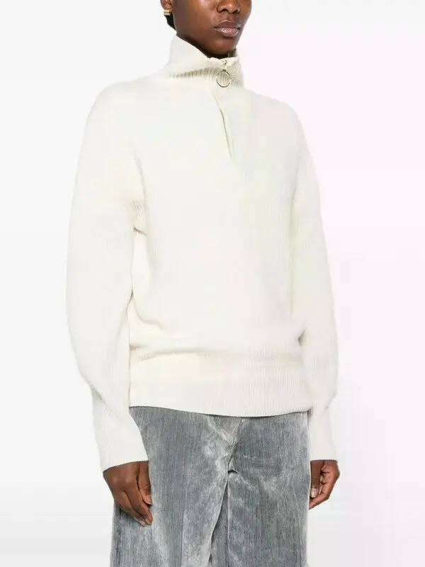FORTE_FORTE Ribbed Knit Half-zip Sweater