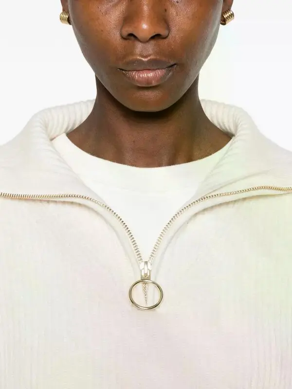 FORTE_FORTE Ribbed Knit Half-zip Sweater