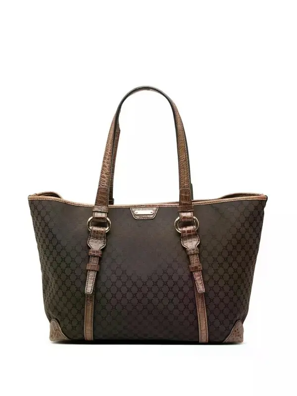 Celine 2009 Macadam Canvas Tote Bag - Brown
