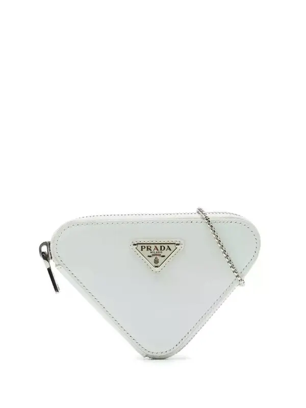 Prada 2013-2026 Mini Brushed Leather Triangle Chain Pouch Crossbody Bag