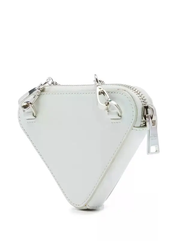 Prada 2013-2026 Mini Brushed Leather Triangle Chain Pouch Crossbody Bag
