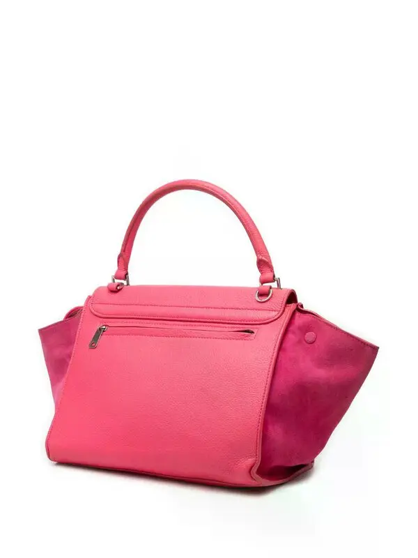 Celine 1999 Medium Calfskin And Suede Trapeze Satchel