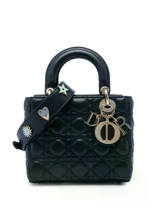 Dior 2017 Small Lambskin Cannage Myabcdior Lady Satchel - Black