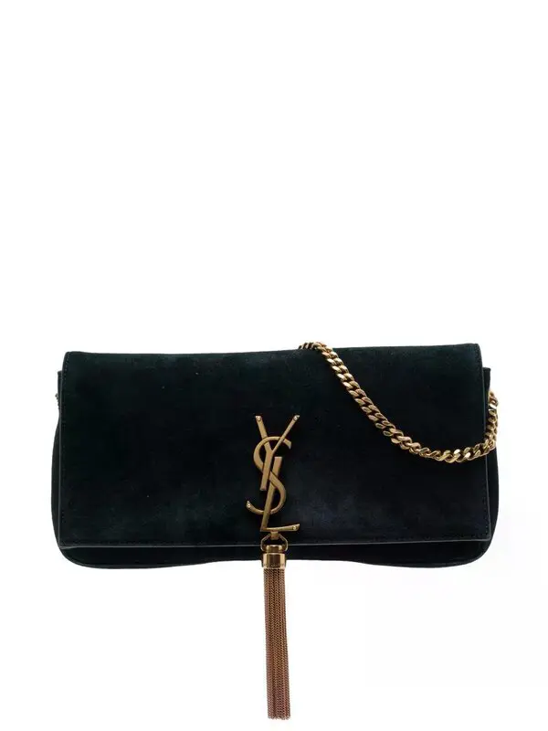 Saint Laurent 2020 Suede Monogram Kate 99 Tassel Bag Satchel - Black